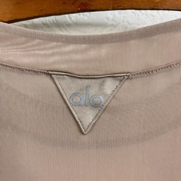 ALO Yoga | Tops | Alo Yoga Amuse Long Sleeve Top Mesh Sheer Gravel ...